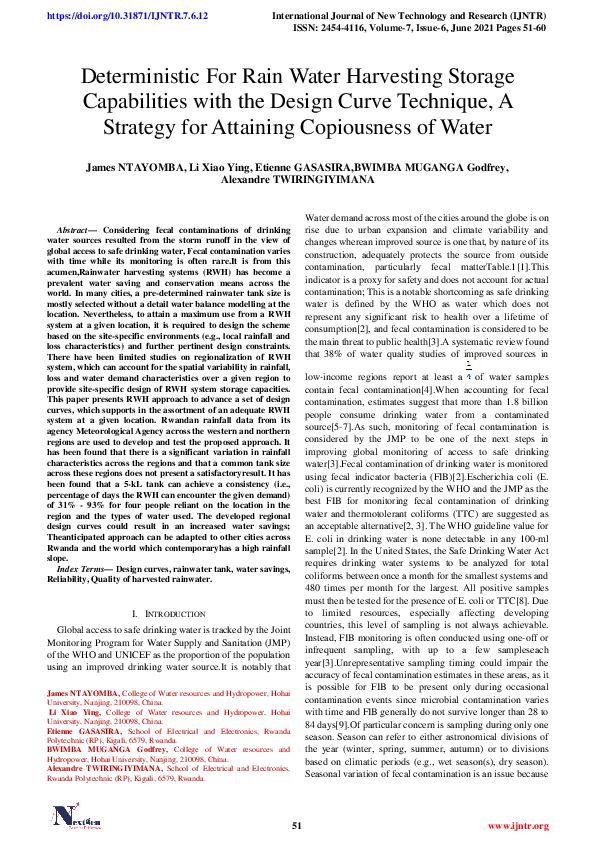 (PDF) Deterministic For Rain Water Harvesting Storage Capabilities with ...