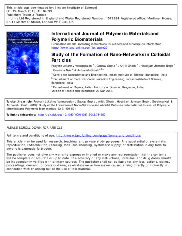 (PDF) Study of the Formation of Nano-Networks in Colloidal Particles ...