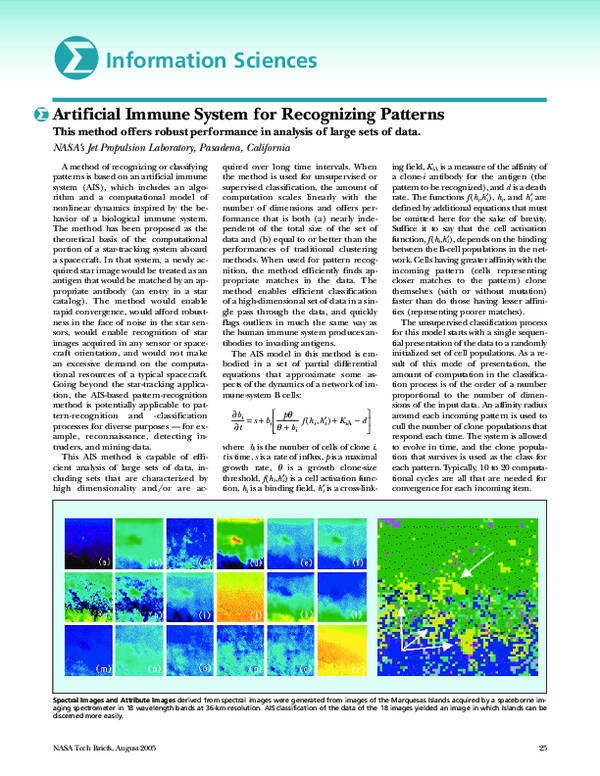 Artificial Immune System for Recognizing Patterns