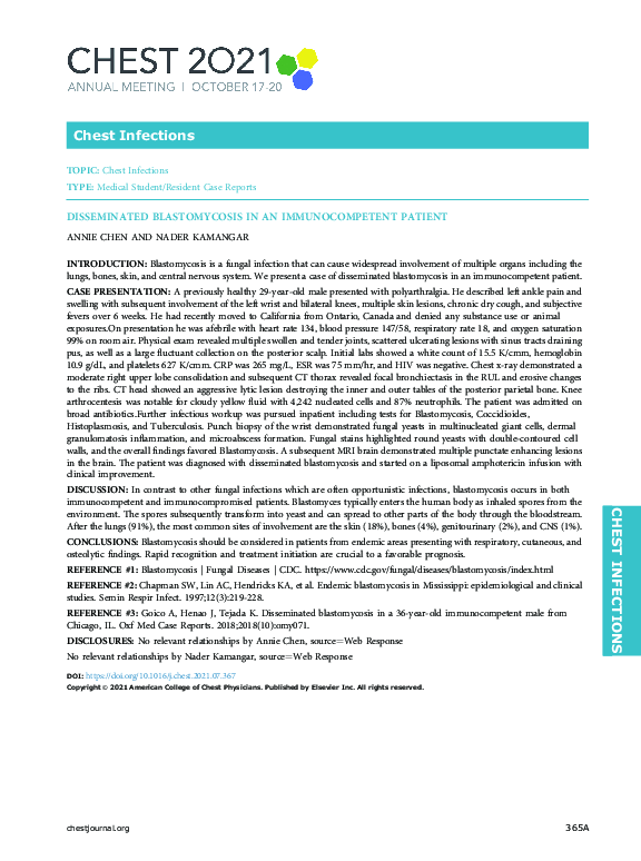 (PDF) Disseminated Blastomycosis in an Immunocompetent Patient | Nader ...