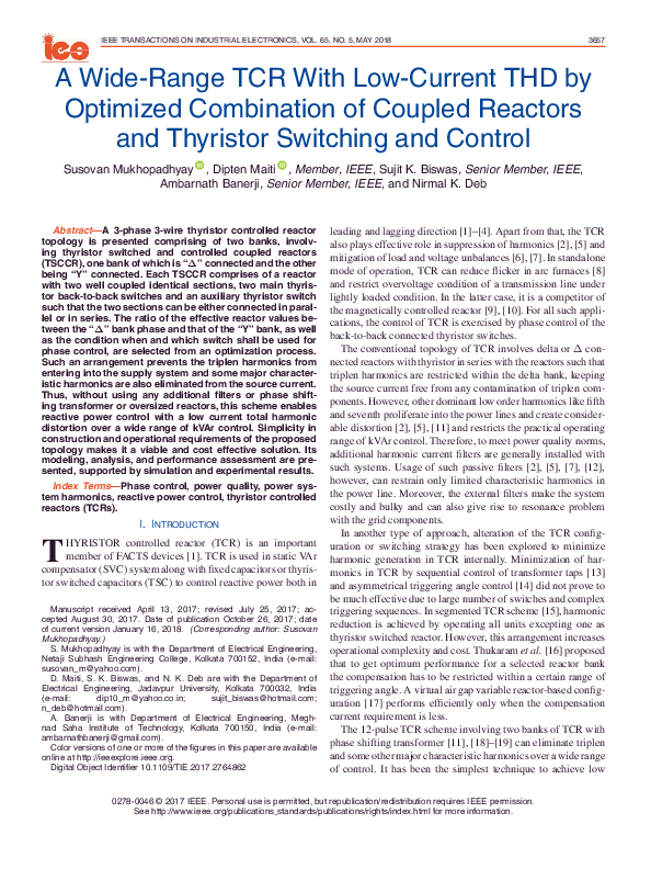 (PDF) A Wide-Range TCR With Low-Current THD by Optimized Combination of ...