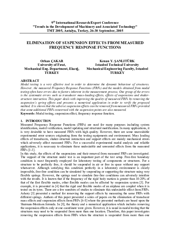 (PDF) Elimination of Suspension Effects from Measured Frequency ... (PDF) Elimination of Suspension Effects from Measured Frequency ...