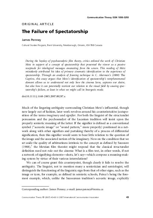 (PDF) The Failure of Spectatorship