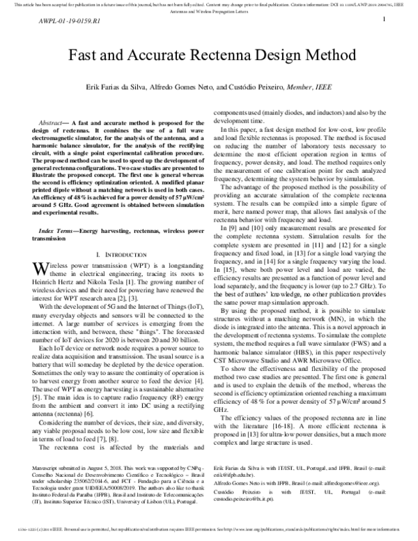 (PDF) Fast and Accurate Rectenna Design Method