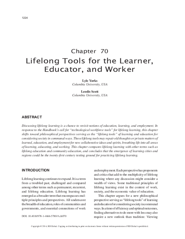 (PDF) Lifelong Tools for the Learner, Educator, and Worker