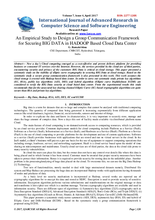 (PDF) An Empirical Study to Design a Group Communication Framework for Securing BIG DATA in ...