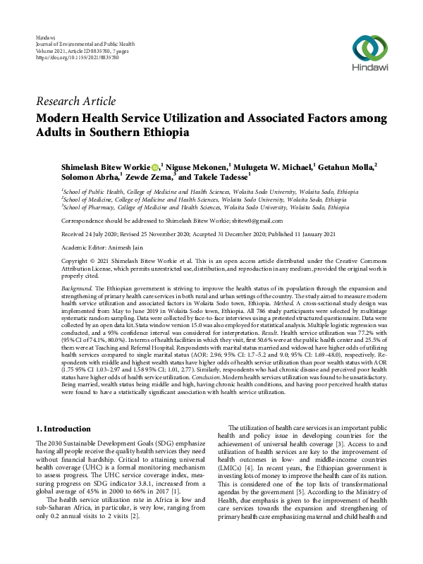(PDF) Modern Health Service utilization and associated factors among ...