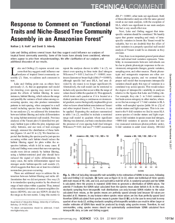 (PDF) Functional Traits and Niche-Based Tree Community Assembly in an Amazonian Forest
