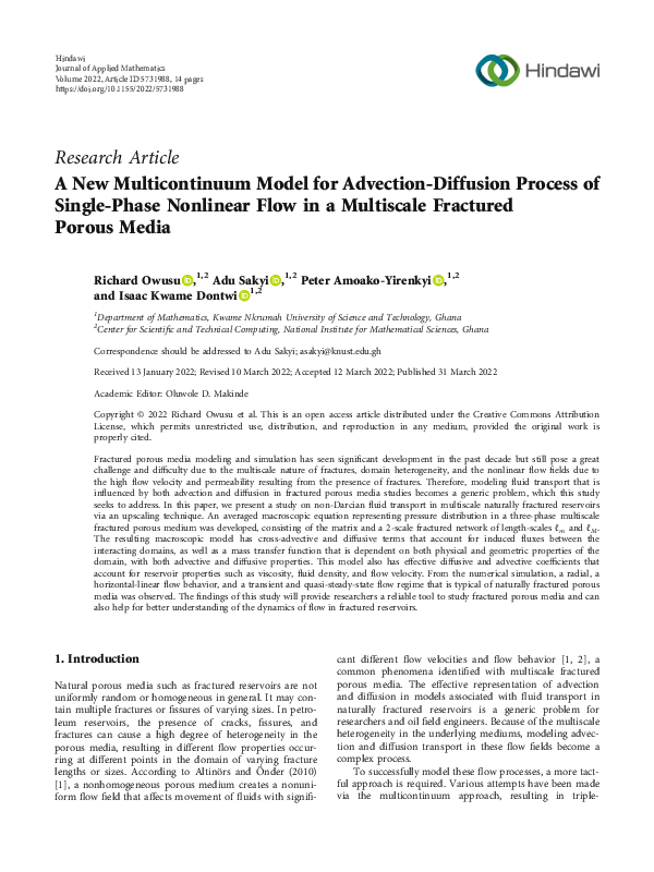 Pdf A New Multicontinuum Model For Advection Diffusion Process Of