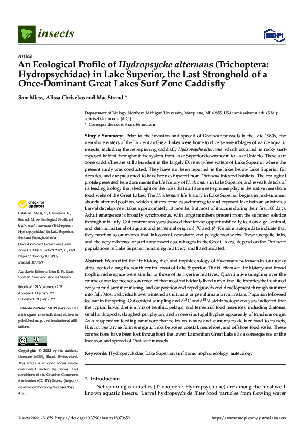 (PDF) An Ecological Profile of Hydropsyche alternans (Trichoptera ...