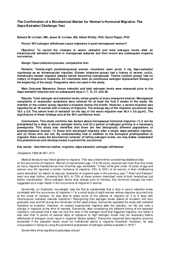 (PDF) The Confirmation of a Biochemical Marker for Women's Hormonal ...