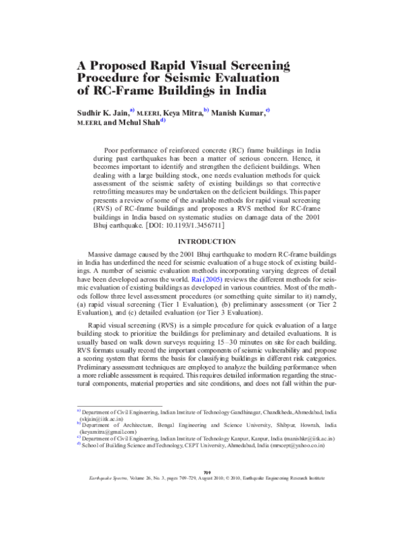 (PDF) A Proposed Rapid Visual Screening Procedure for Seismic ...