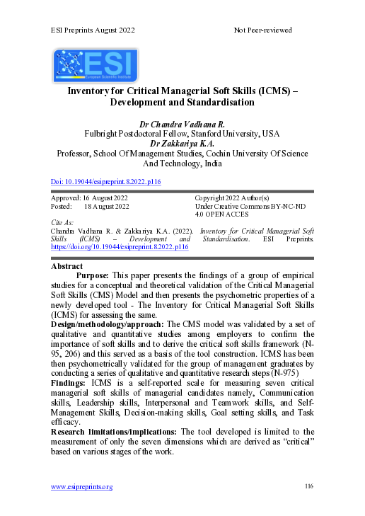 (PDF) Inventory for Critical Managerial Soft Skills (ICMS ...