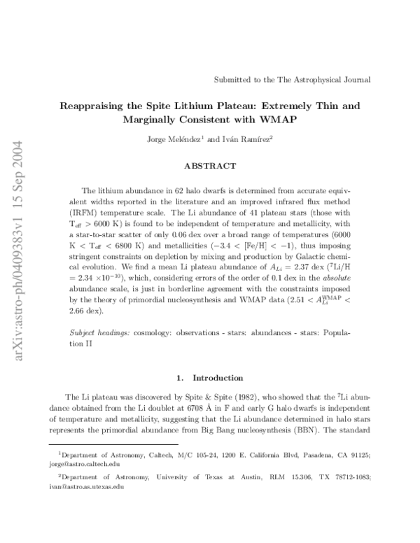 (PDF) Revisiting Lithium Plateau Abundance Constraints