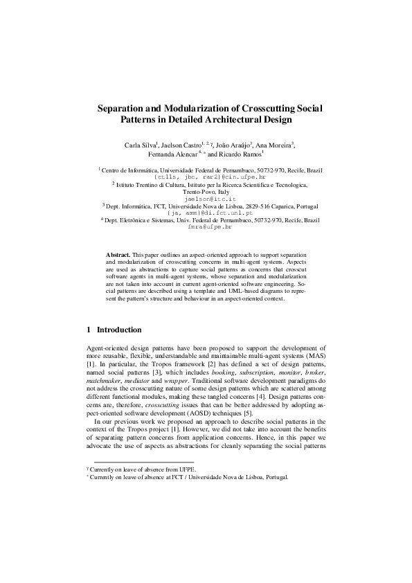 (PDF) Separation and Modularization of Crosscutting Social Patterns in ...