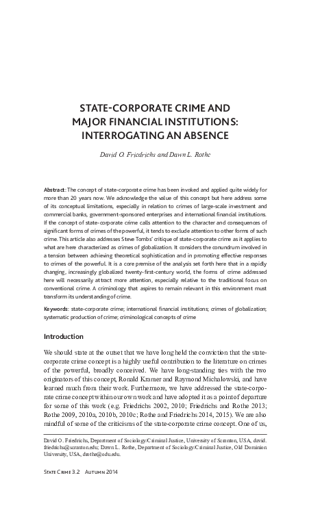 (PDF) State-Corporate Crime and Major Financial Institutions ...