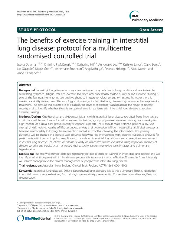 (PDF) The benefits of exercise training in interstitial lung disease ...