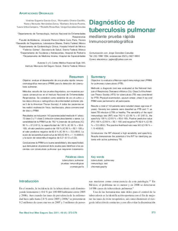 (PDF) Diagnóstico de tuberculosis pulmonar mediante prueba rápida ...