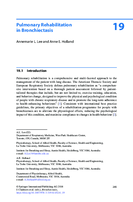 (PDF) Pulmonary Rehabilitation for Bronchiectasis