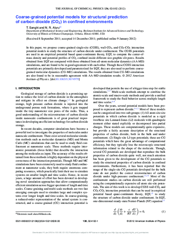 (PDF) Coarse-grained potential models for structural prediction of carbon dioxide (CO2) in ...