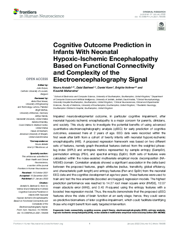 (PDF) Cognitive Outcome Prediction in Infants With Neonatal Hypoxic-Ischemic Encephalopathy ...