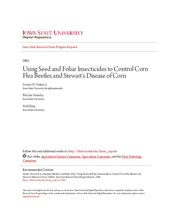 (PDF) Using Seed and Foliar Insecticides to Control Corn Flea Beetles ...