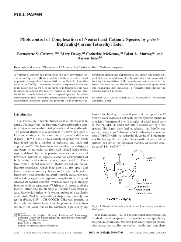 (PDF) Photocontrol of Complexation of Neutral and Cationic Species byp ...