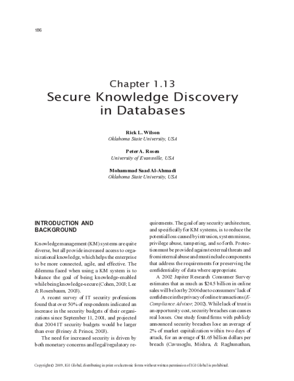 Pdf Secure Knowledge Discovery In Databases
