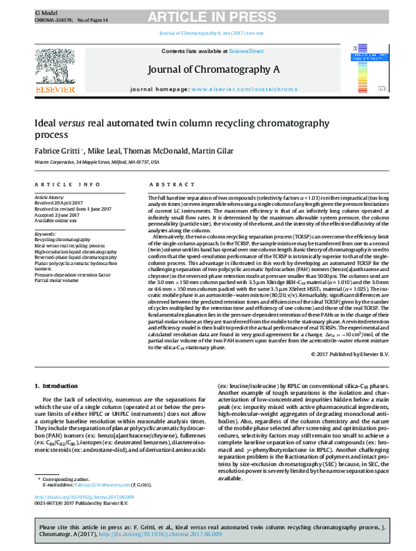 (PDF) Ideal versus real automated twin column recycling chromatography ...