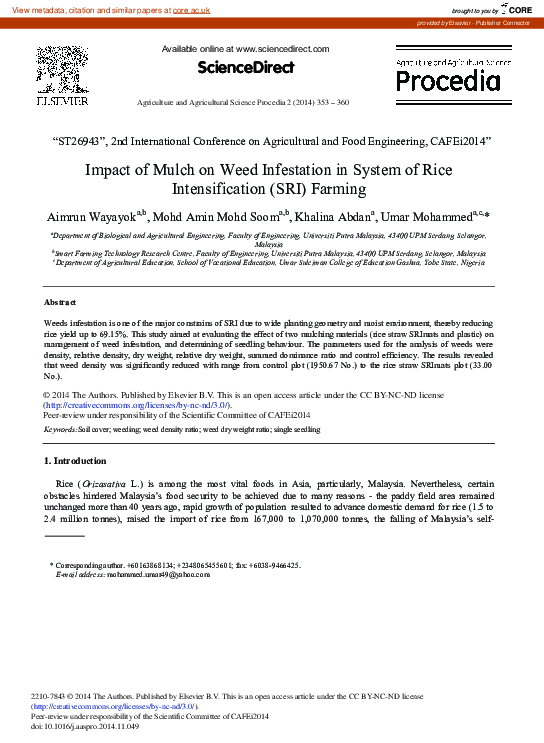 (PDF) Impact of Mulch on Weed Infestation in System of Rice ...