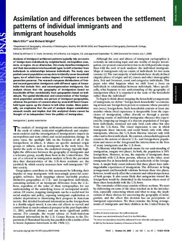 (PDF) Assimilation and differences between the settlement patterns of ...