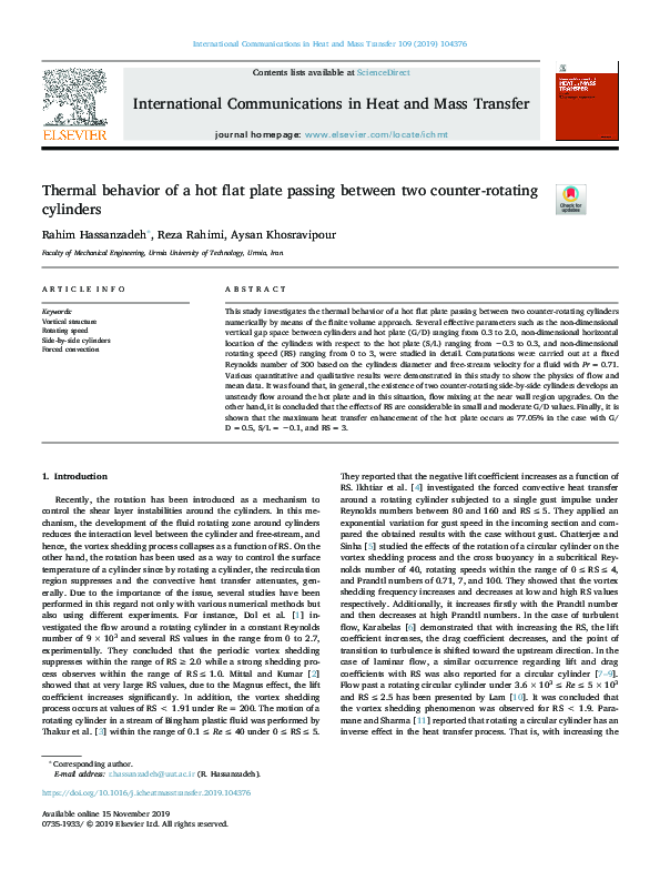 (PDF) Thermal behavior of a hot flat plate passing between two counter ...