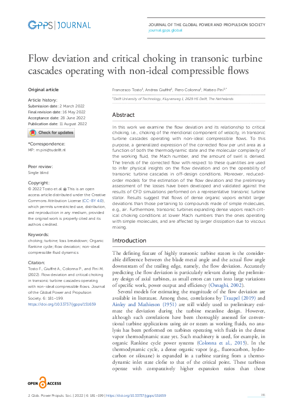 (PDF) Flow deviation and critical choking in transonic turbine cascades operating with non-ideal ...