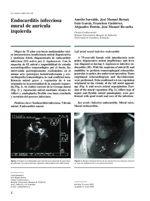 (PDF) Endocarditis infecciosa mural de aurícula izquierda | Ivan Garcia ...