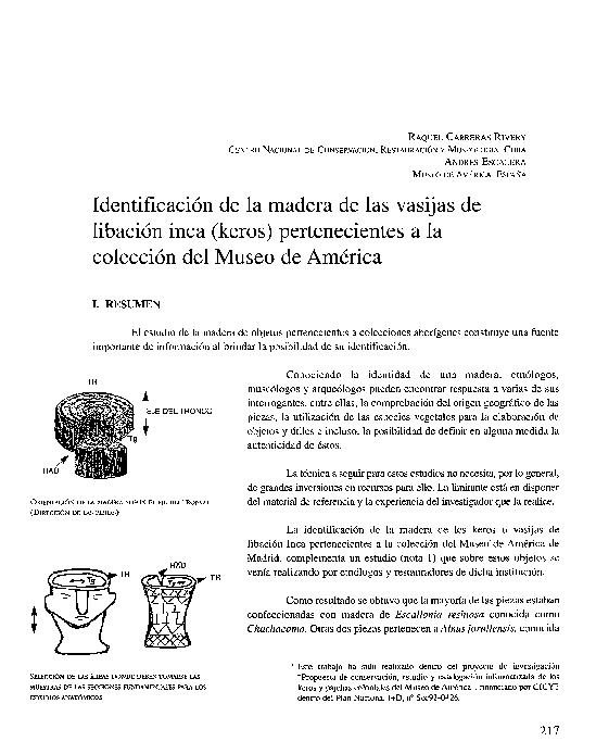 (PDF) Identificación de la madera de las vajillas de libación inca ...