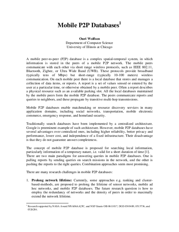(PDF) Mobile P2P Databases