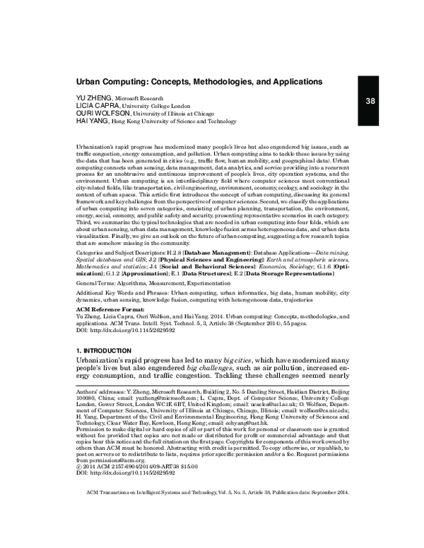 (PDF) Urban Computing