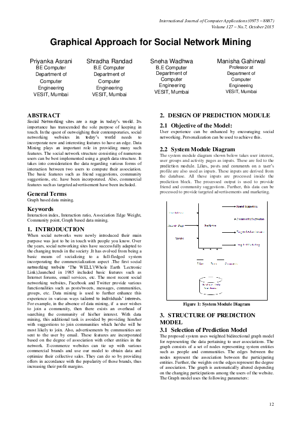 (PDF) Graphical Approach for Social Network Mining