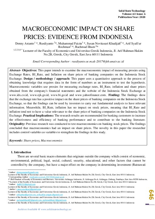 (PDF) Macroeconomic Impact on Share Prices: Evidence from Indonesia