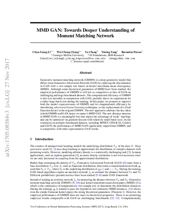 (PDF) MMD GAN: Towards Deeper Understanding of Moment Matching Network