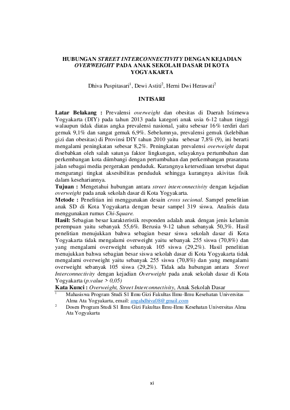(PDF) Hubungan Street Interconnectivity Dengan Kejadian Overweight Pada ...