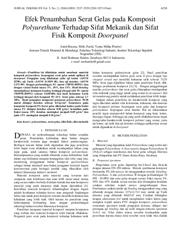 (PDF) Efek Penambahan Serat Gelas Pada Komposit Polyurethane Terhadap ...