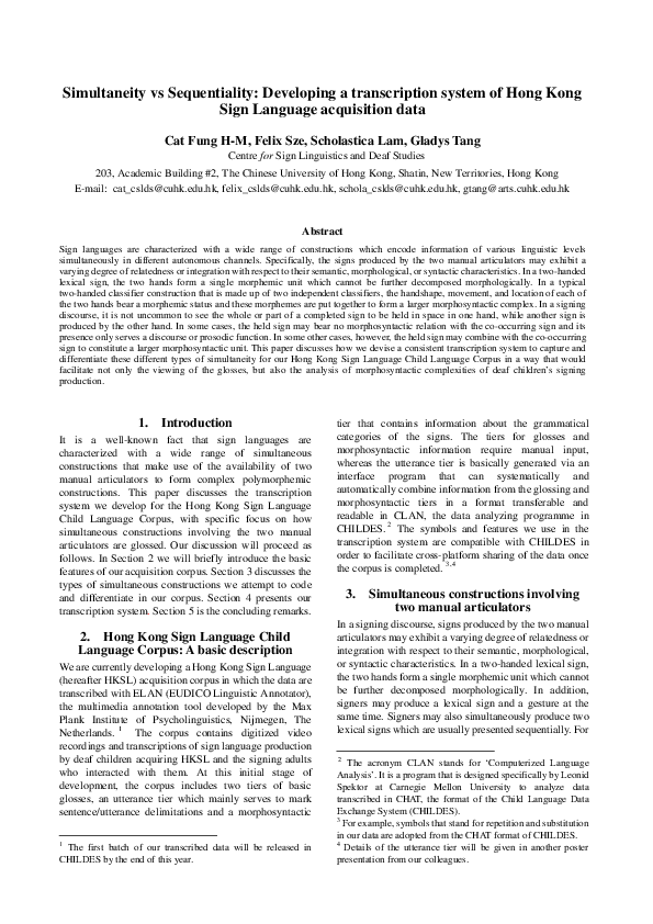 (PDF) Simultaneity vs Sequentiality: Developing a transcription system ...