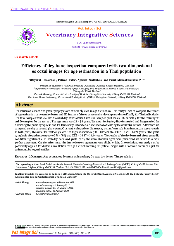 (PDF) Efficiency of dry bone inspection compared with two-dimensional ...