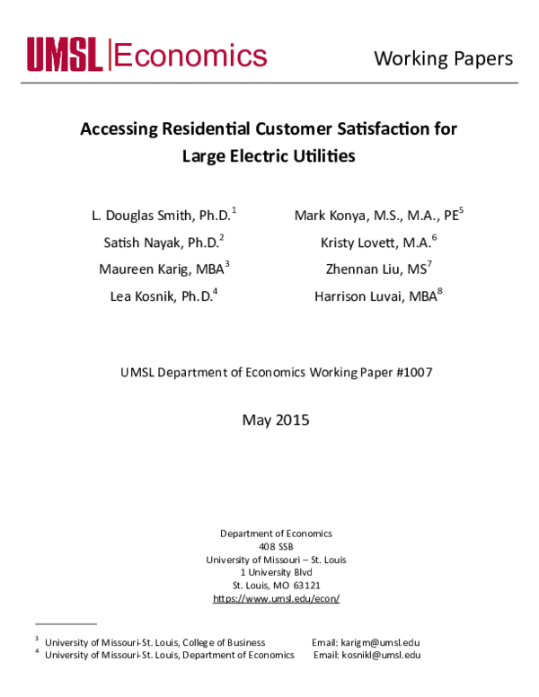 (PDF) Assessing Residential Customer Satisfaction for Large Electric ...