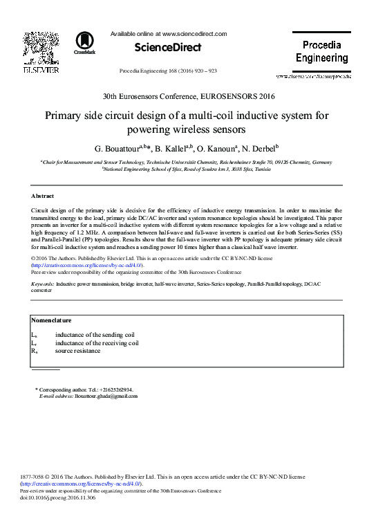 (PDF) Primary Side Circuit Design of a Multi-coil Inductive System for ...
