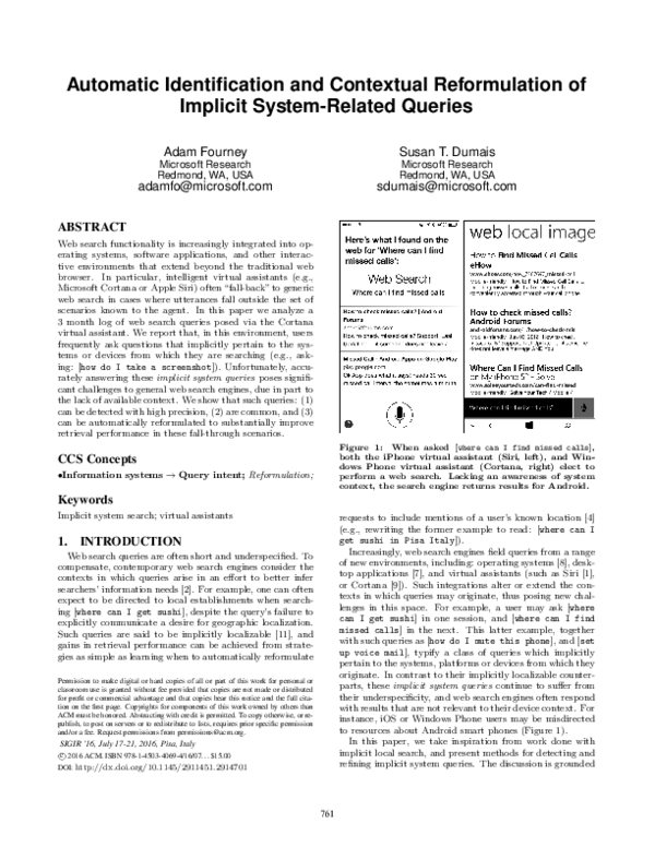 (PDF) Automatic Identification and Contextual Reformulation of Implicit System-Related Queries