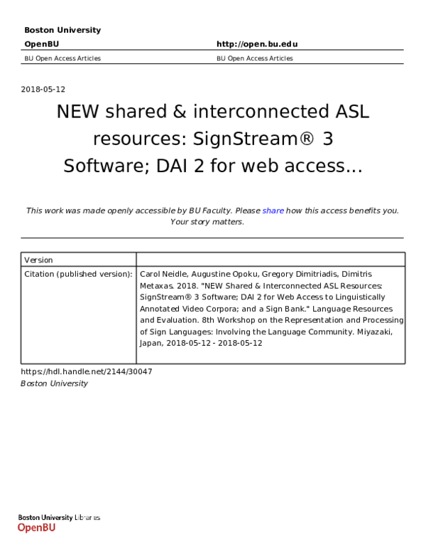 (PDF) NEW Shared & Interconnected ASL Resources: SignStream® 3 Software ...