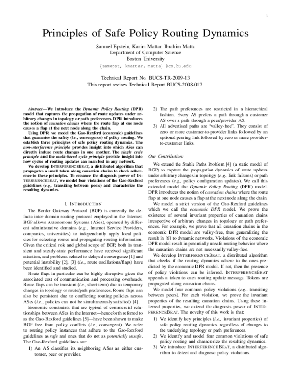 (PDF) Principles of safe Policy Routing Dynamics