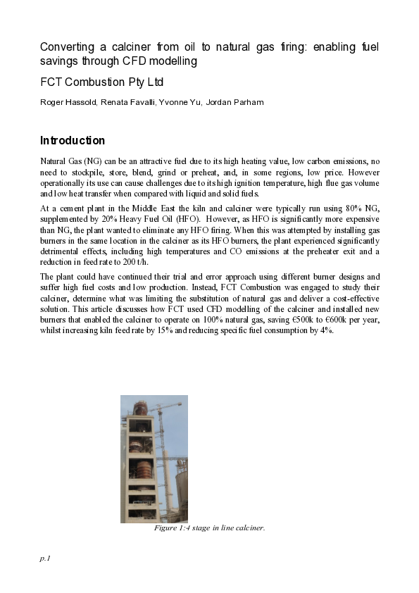 (PDF) Converting a calciner from oil to natural gas firing: enabling fuel savings through CFD ...